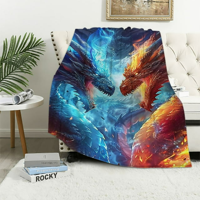 Nawypu Dragon Gifts Blanket, Cool Fire and Ice Dragon Blanket, Dragon ...