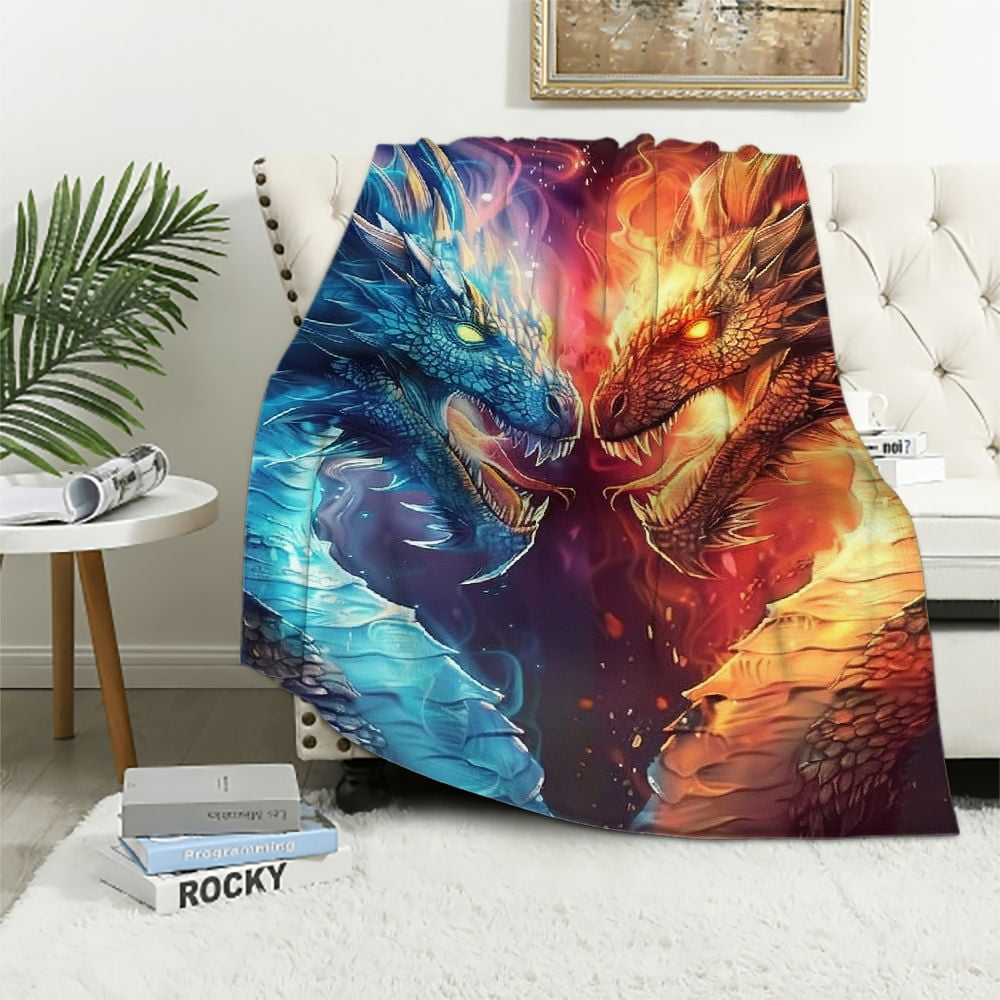 Nawypu Dragon Gifts Blanket, Cool Fire and Ice Dragon Blanket, Dragon ...