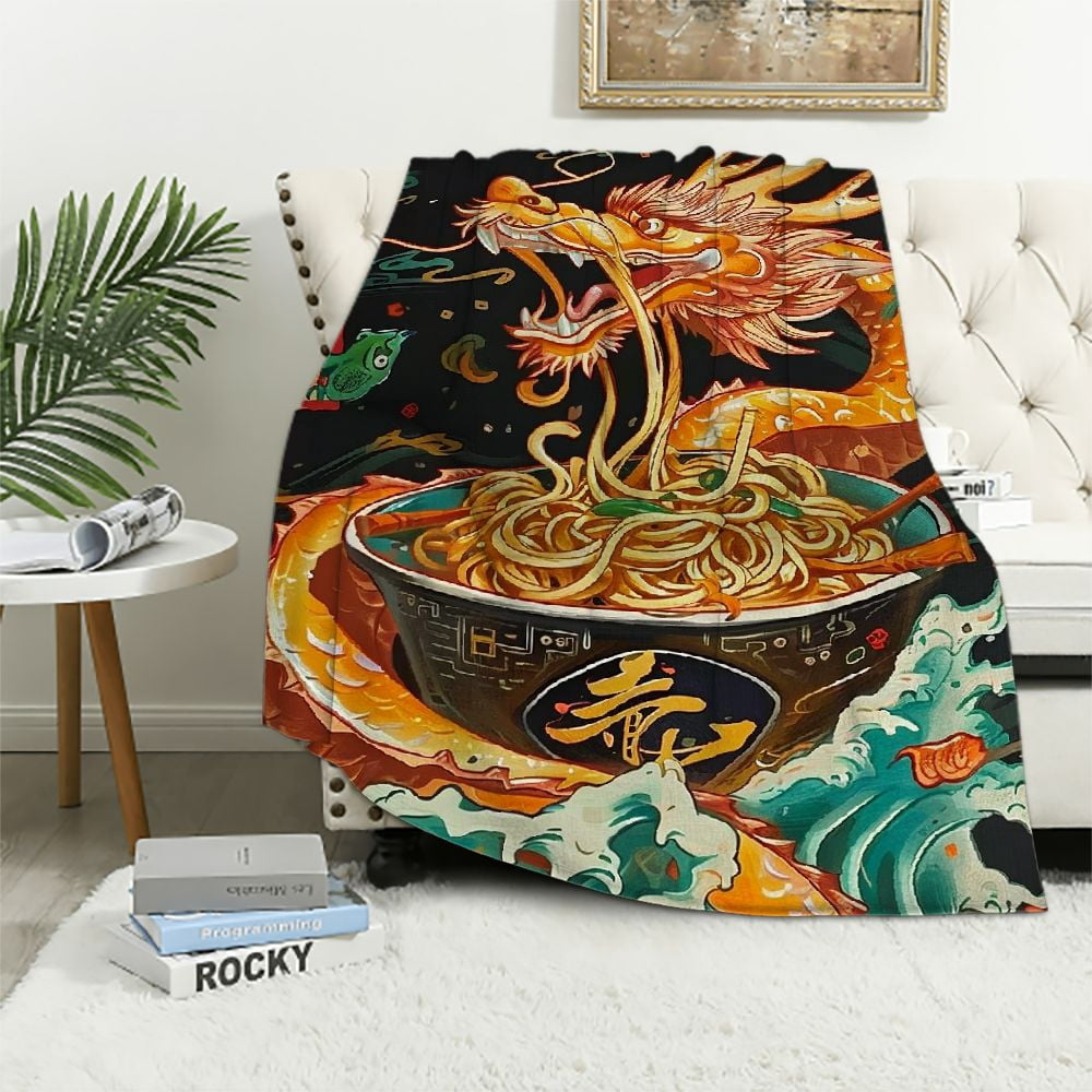 Nawypu Dragon Ramen Noodle Blanket Gifts for Girls Child Dragon Ramen ...