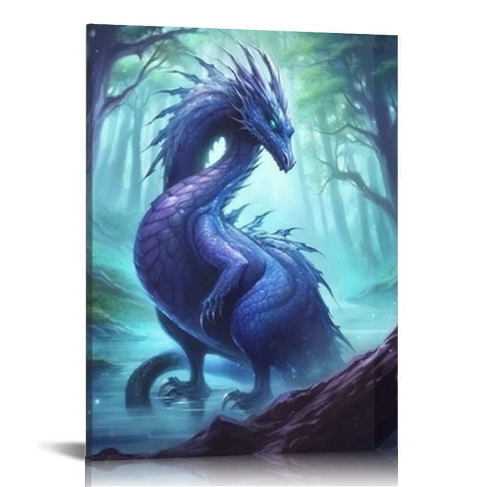 Nawypu Dragon Wall Art Psychedelic Room Decor Blue Spirit Dragon on ...