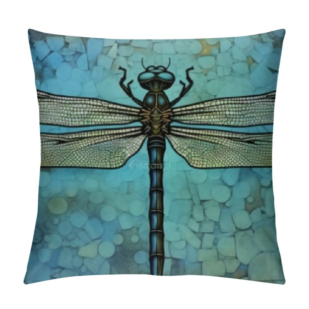 Nawypu Dragonfly Throw Pillow Cushion Cover, Grunge Vintage Old ...