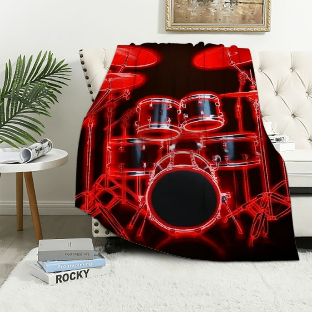 Nawypu Drum Kit Throw Blanket Boys Girls Rock Music Themed Throw ...