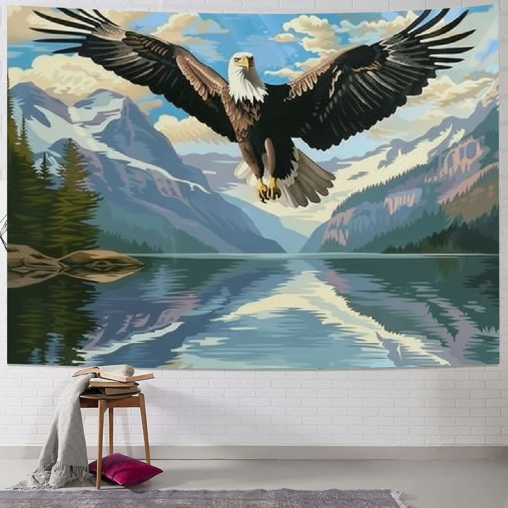 Nawypu Eagle Tapestry, American National Bald Falcon Bird Landscape ...