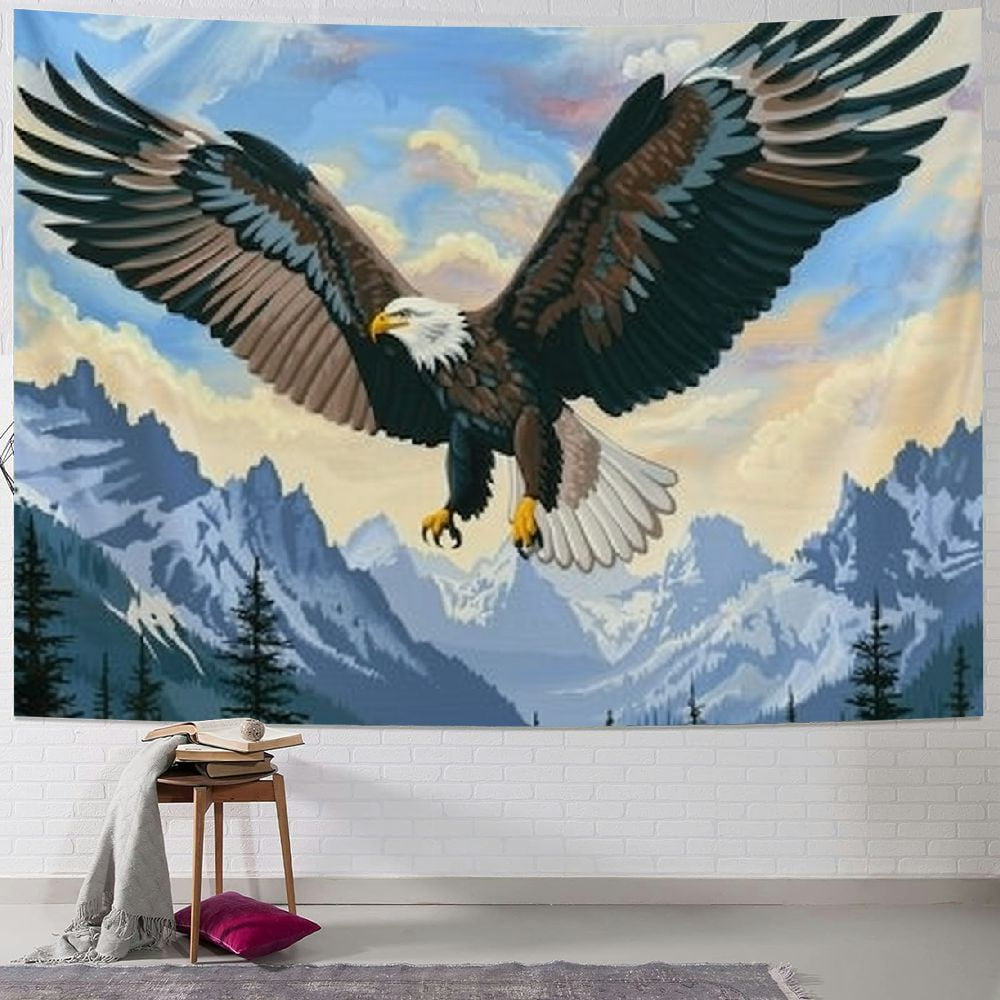 Nawypu Eagle Tapestry, American National Bald Falcon Bird Landscape ...
