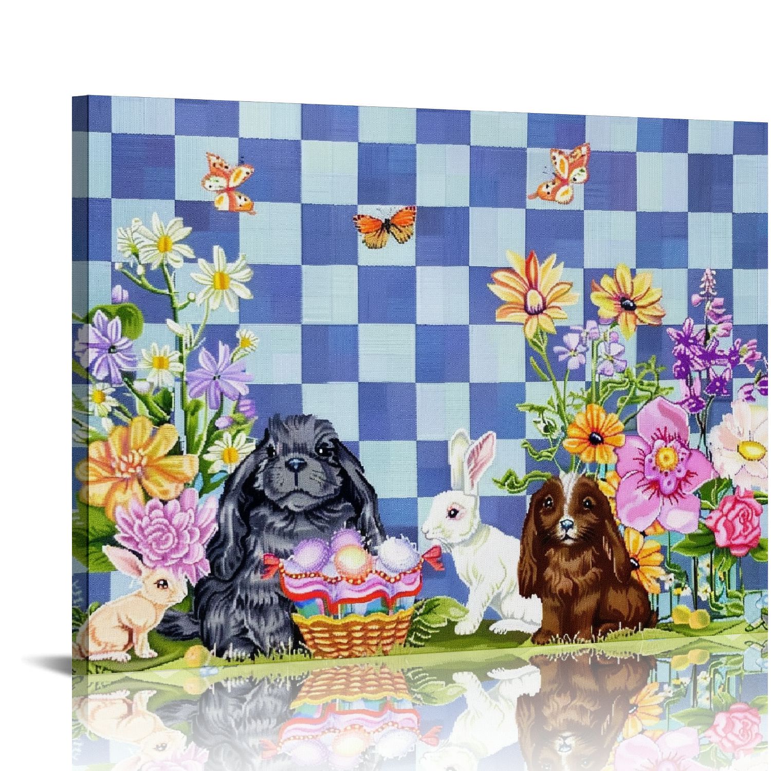 Nawypu Easter Basket Bunny Wall Art For Living Room/Bedroom, Canvas ...