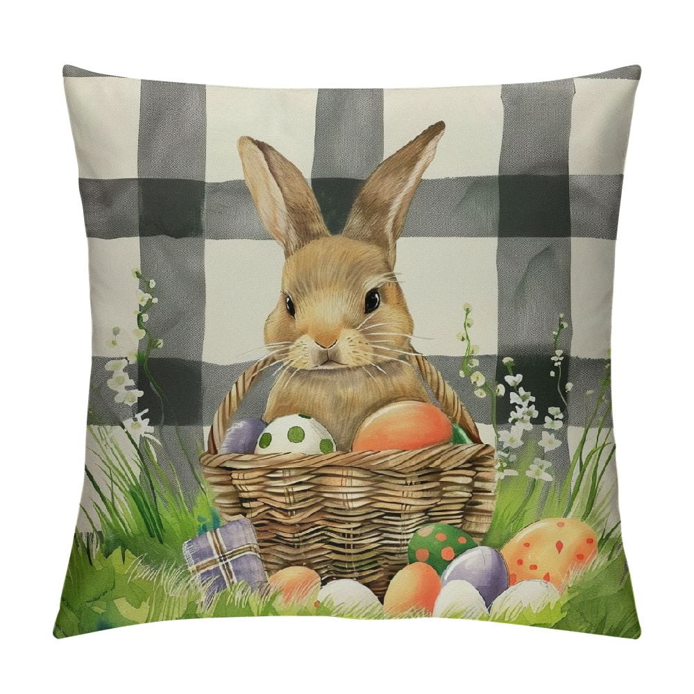 Nawypu Easter Bunny Egg Pillow Covers Spring Farmhouse Decorations ...