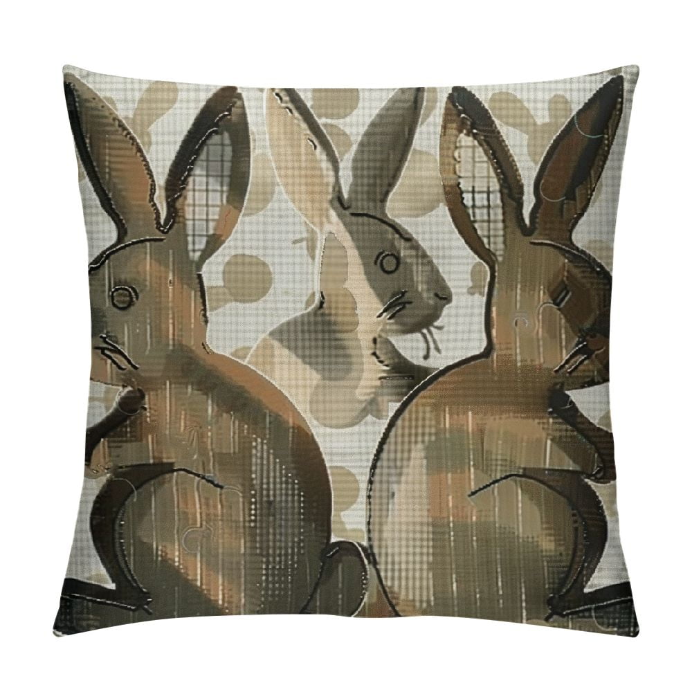 Nawypu Easter Bunny Pillow Covers Bow Rabbit Polka Dot Grey Stripes ...
