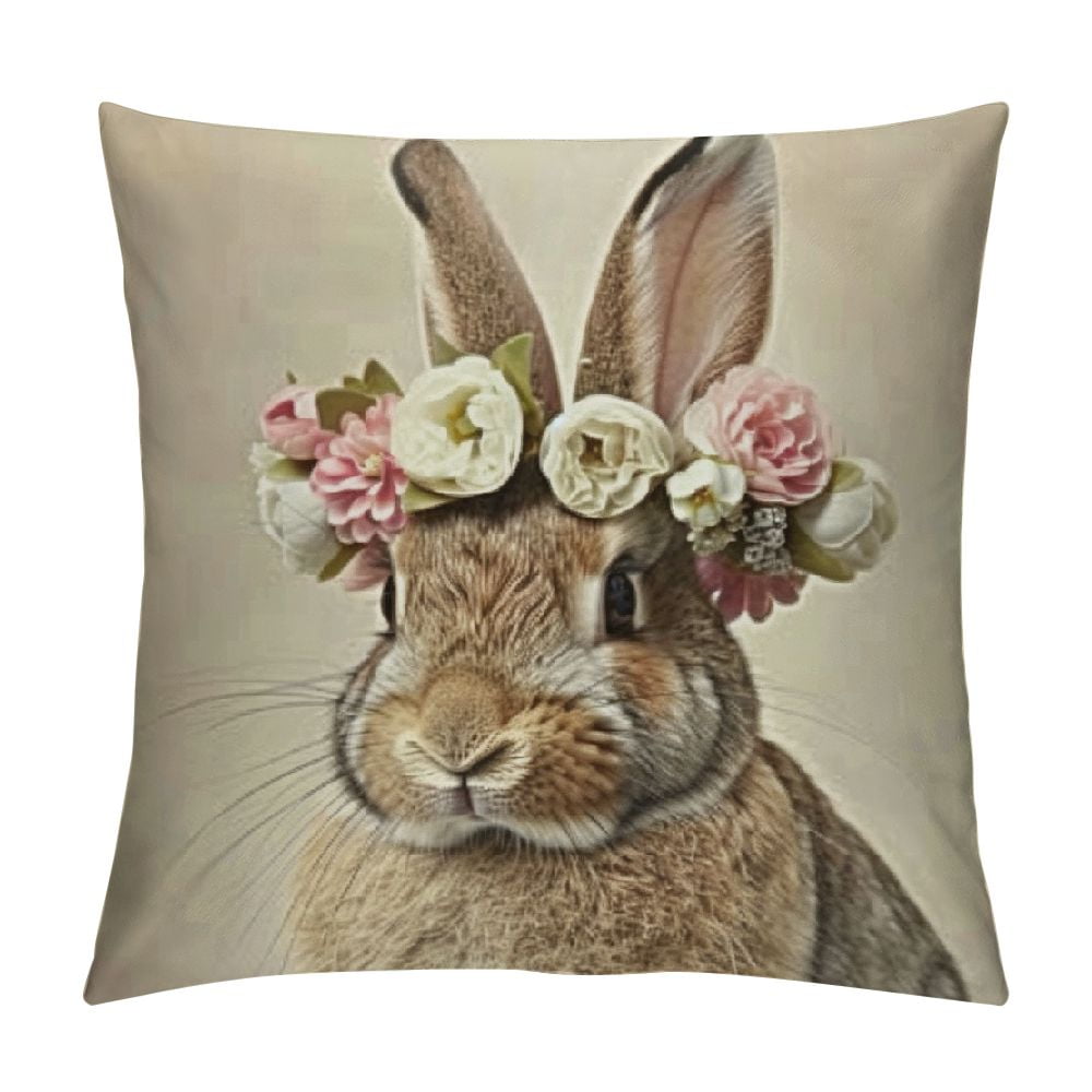 Nawypu Easter Bunny Throw Pillow Cover Cute Rabbits Bunny Pillows ...