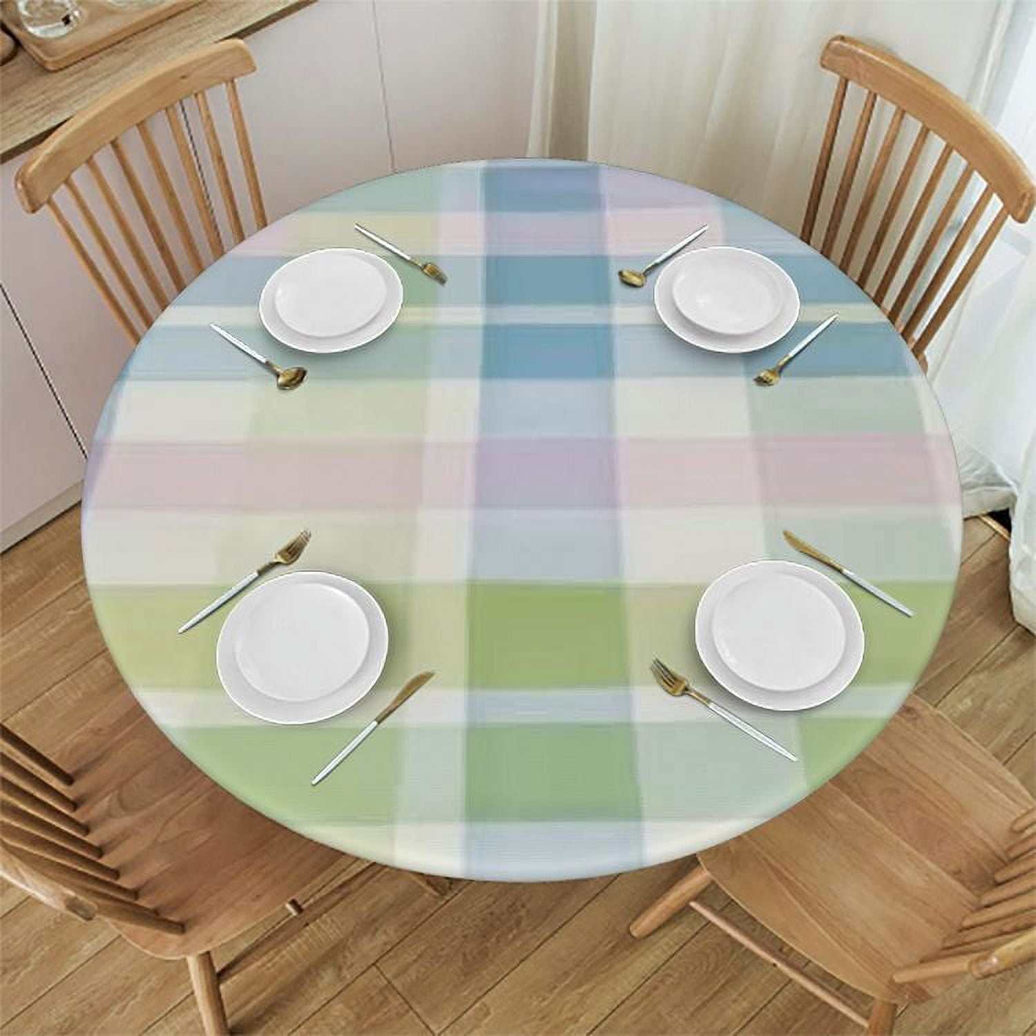 Nawypu Easter Edged Table Cover Round, Watercolor Colorful Buffalo ...