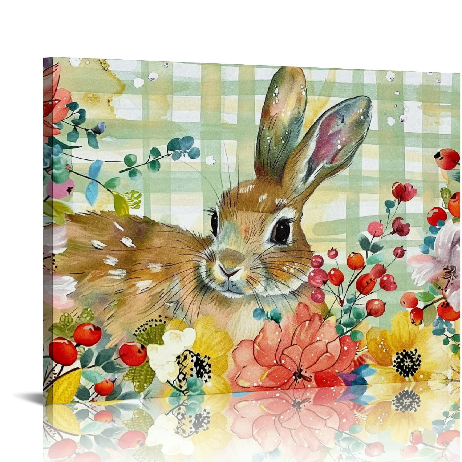 Awypu Easter Green Plaid Wall Art For Living Room/Bedroom, Canvas ...