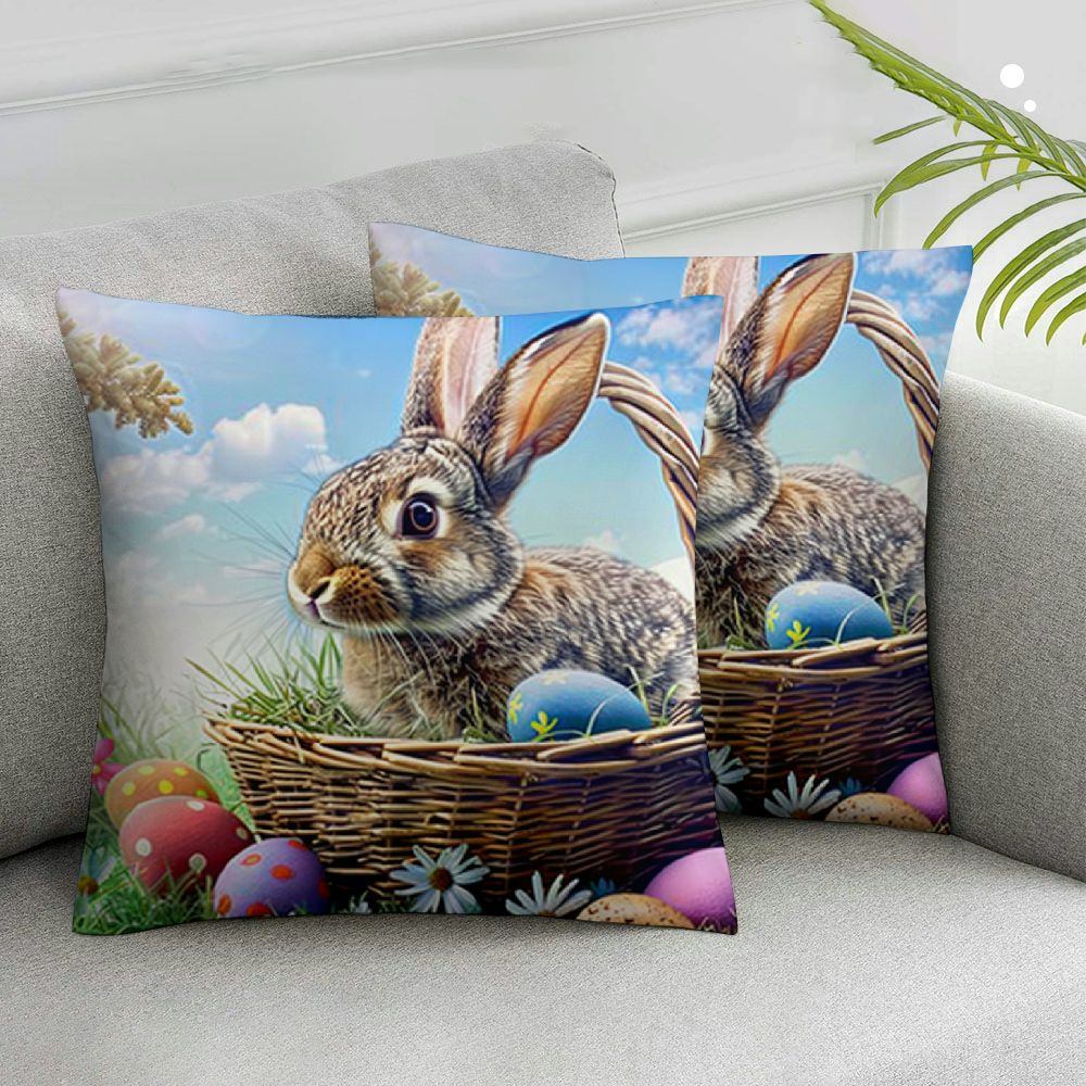 Nawypu Easter Outdoor Lumbar Pillow Covers Bunny Egg Flower Pillows ...