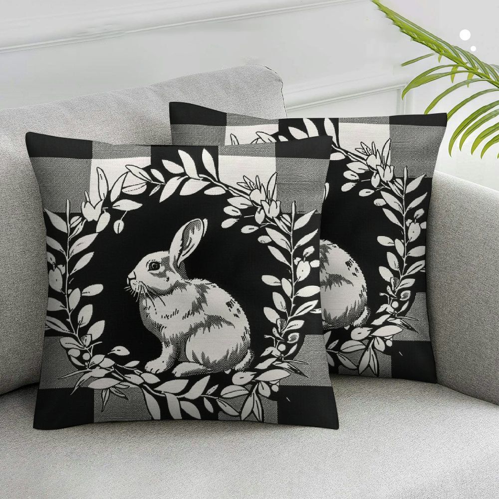 Nawypu Easter Pillow Covers Buffalo Check Plaid Rabbit Truck Pillow Egg ...