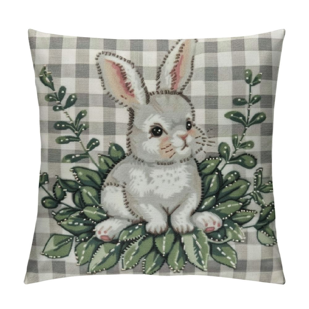Nawypu Easter Pillow Covers,Buffalo Plaid Bunny Happy Easter Throw ...