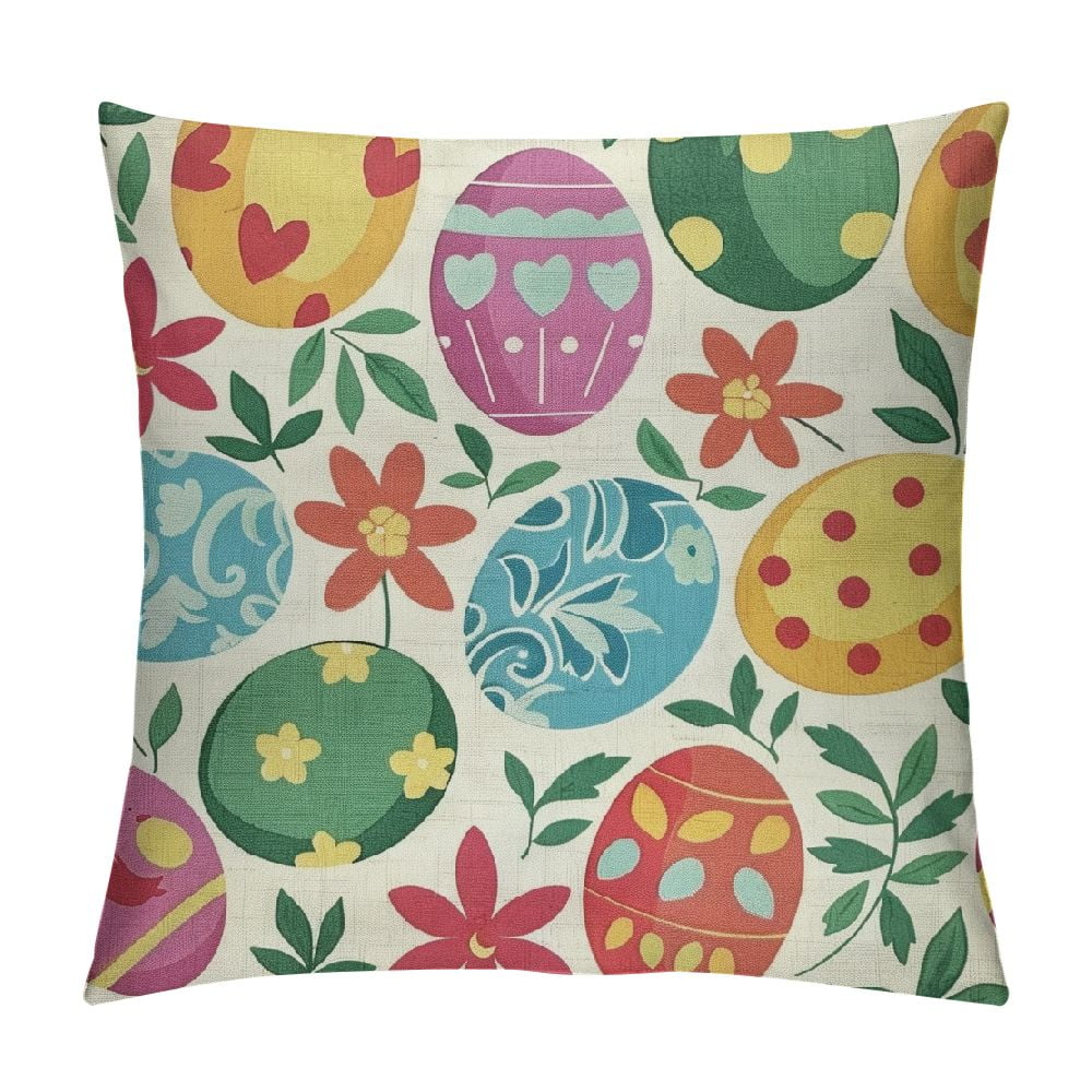 Nawypu Easter Pillow Covers Easter Colorful Egg Decor for Throw Pillows ...