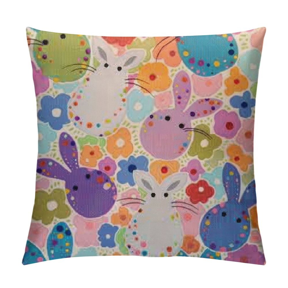 Nawypu Easter Pillow Covers Rabbits Bunny Hello Peeps Truck Polka Dots ...