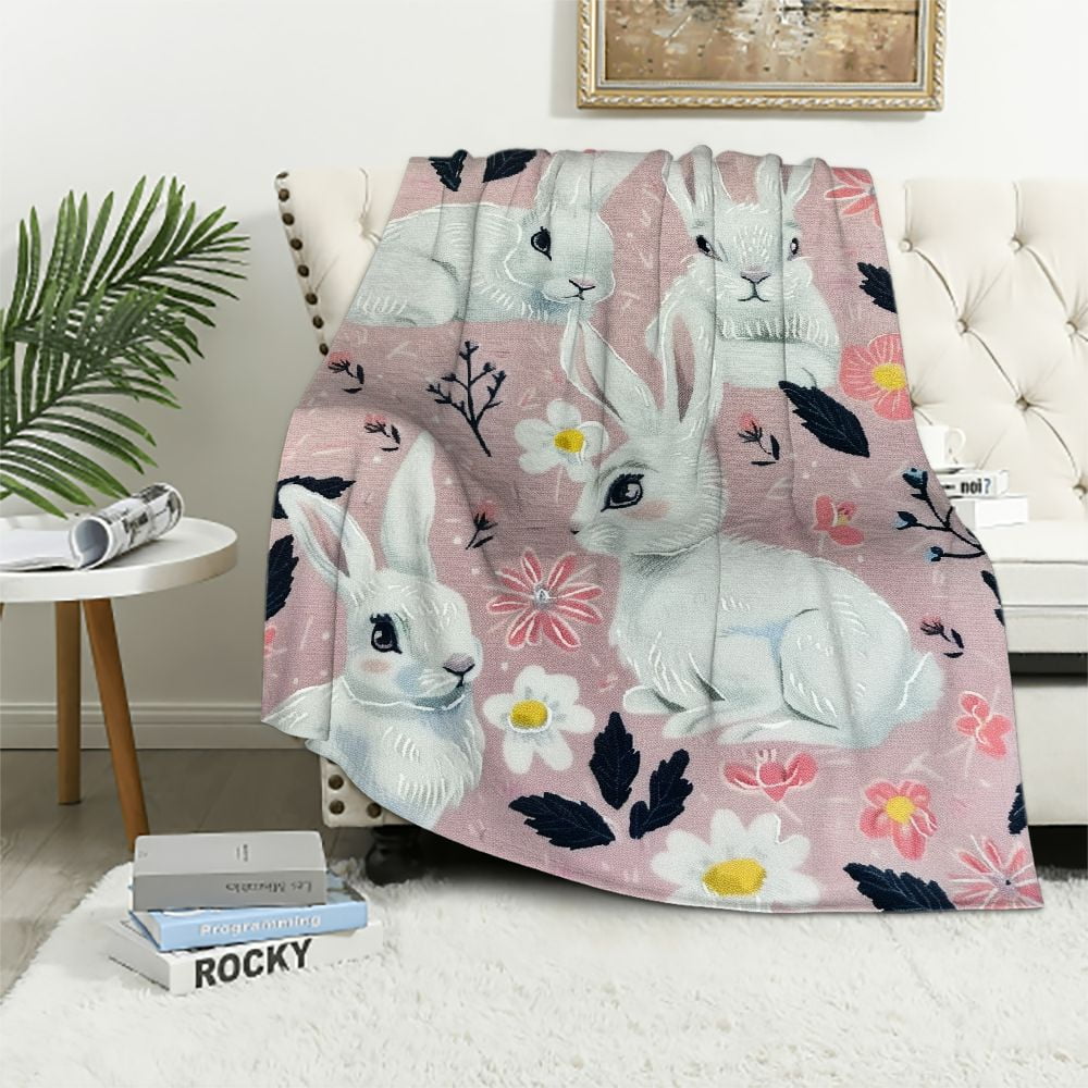 Nawypu Easter Throw Blanket: Spring Bunnies Enjoy Frolicking in The ...