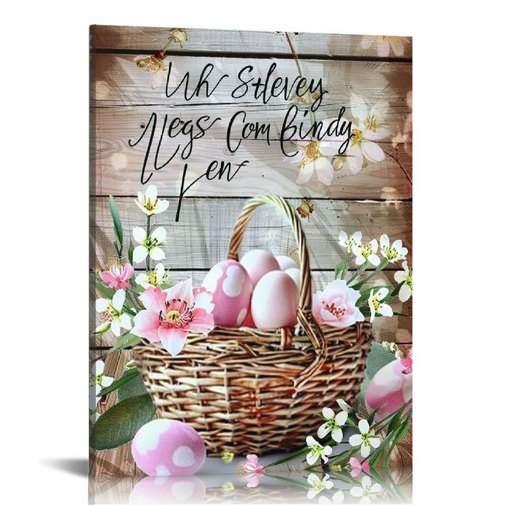 Nawypu Easter Wall Art Colorful Egg Grey Farmhouse Canvas Prints Wall ...