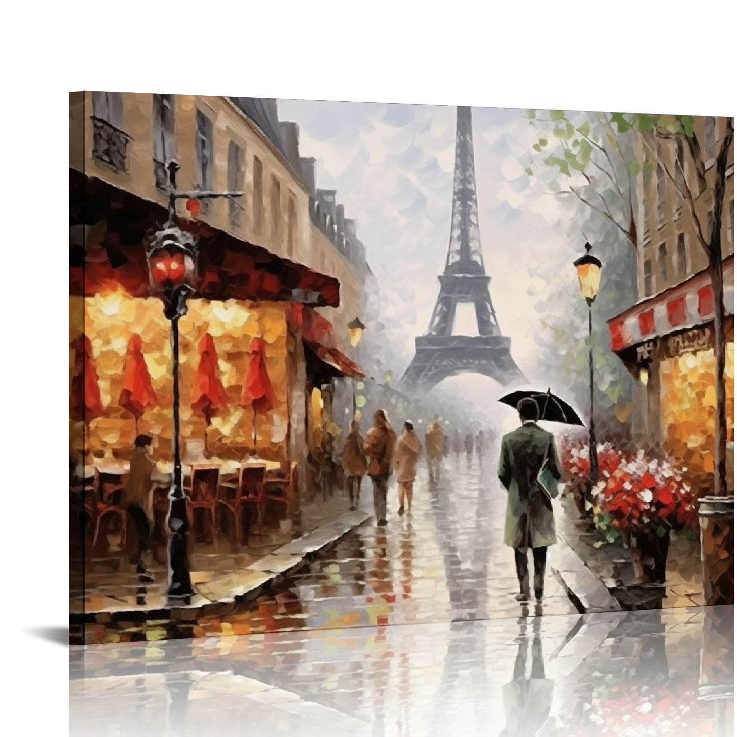 Nawypu Eiffel Tower Romantic Couple Walking side-by-side Paris Café ...