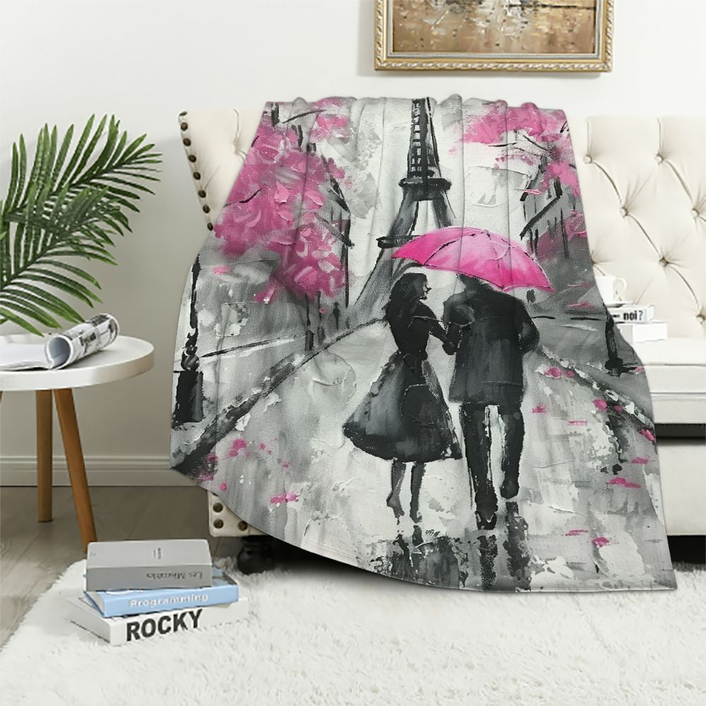 Nawypu Eiffel Tower Throw Blankets Super Soft Microfiber Warm Fuzzy ...