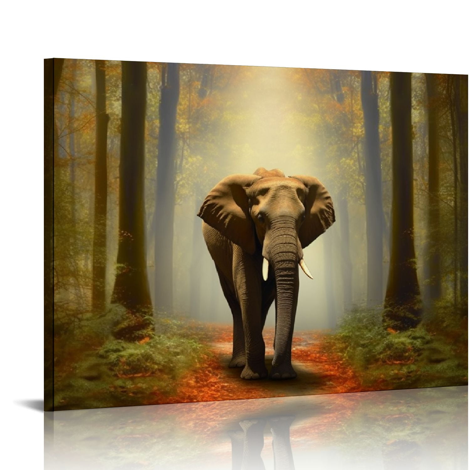 Nawypu Elephant Canvas Picture Walking Forest: African Wild Animal Wall ...