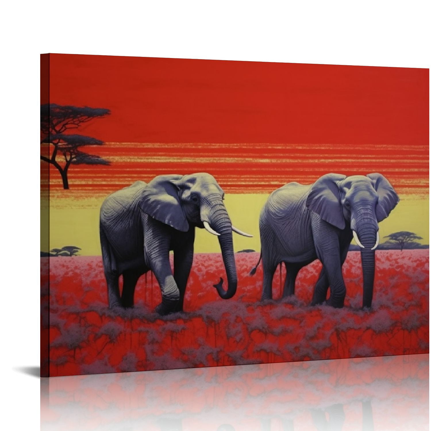 Nawypu 'Elephants With Red Sky' by Beverly Doyle, Canvas Wall Art ...