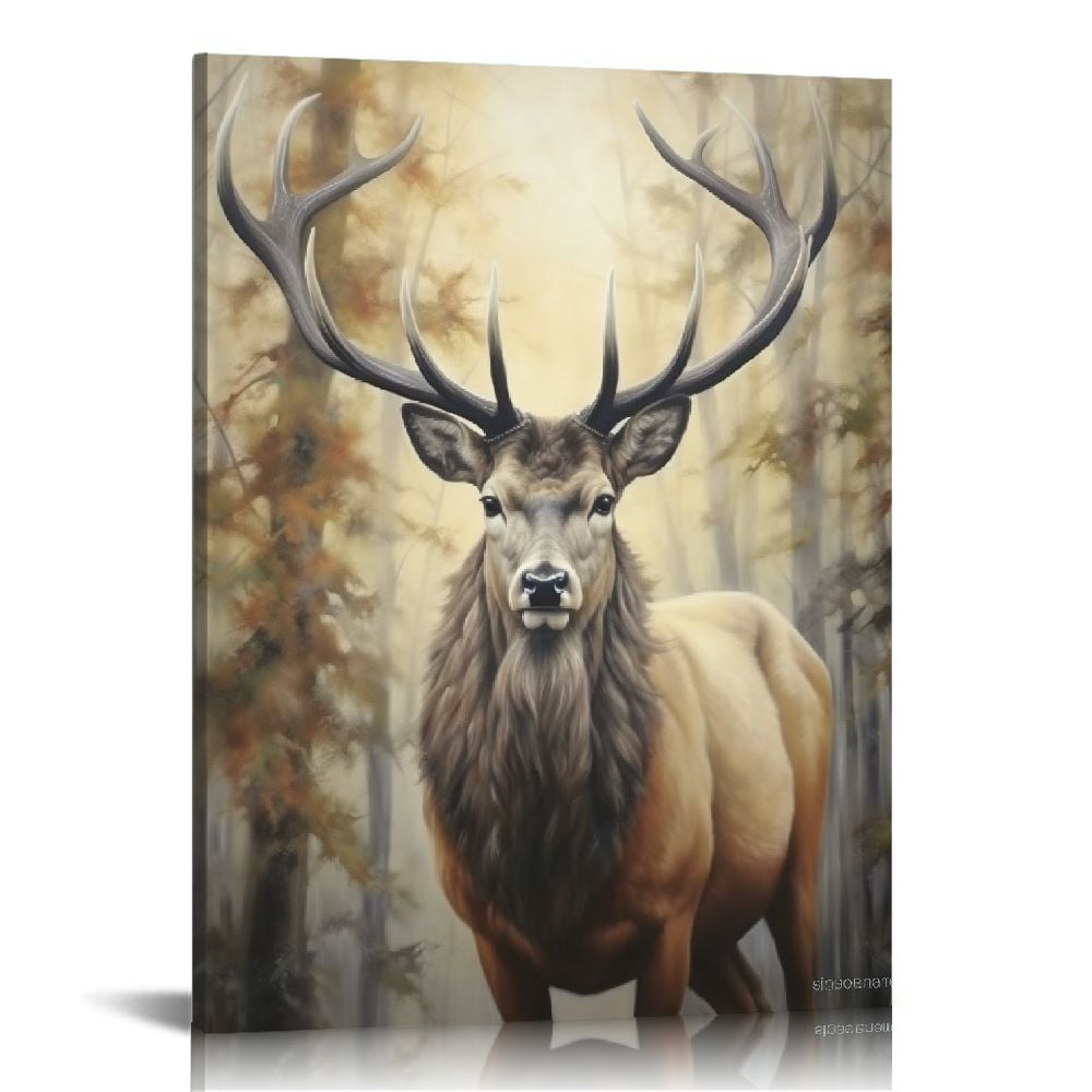 Nawypu Elk Canvas Paintings Wall Art Elk Room Decor Posters Christmas ...