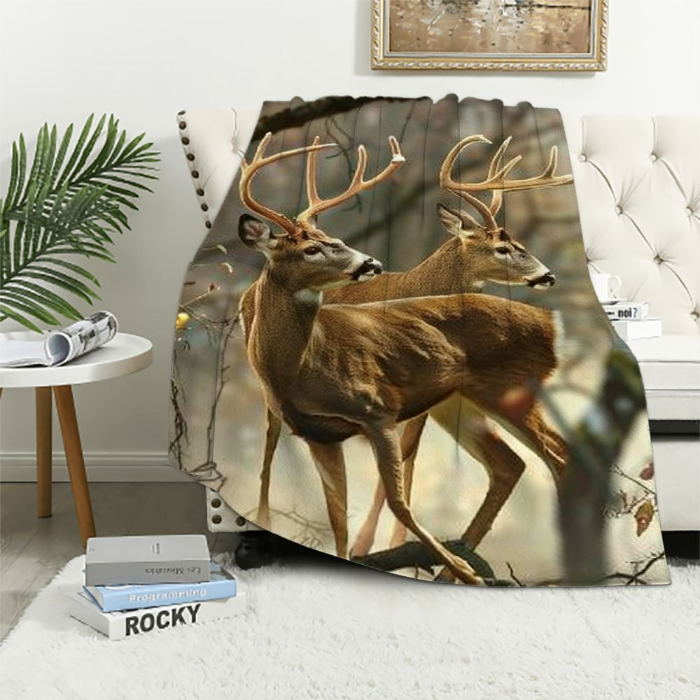 Nawypu Elk Deer Throw Blanket Wild Bear Blanket,Reindeer Moose Blanket ...