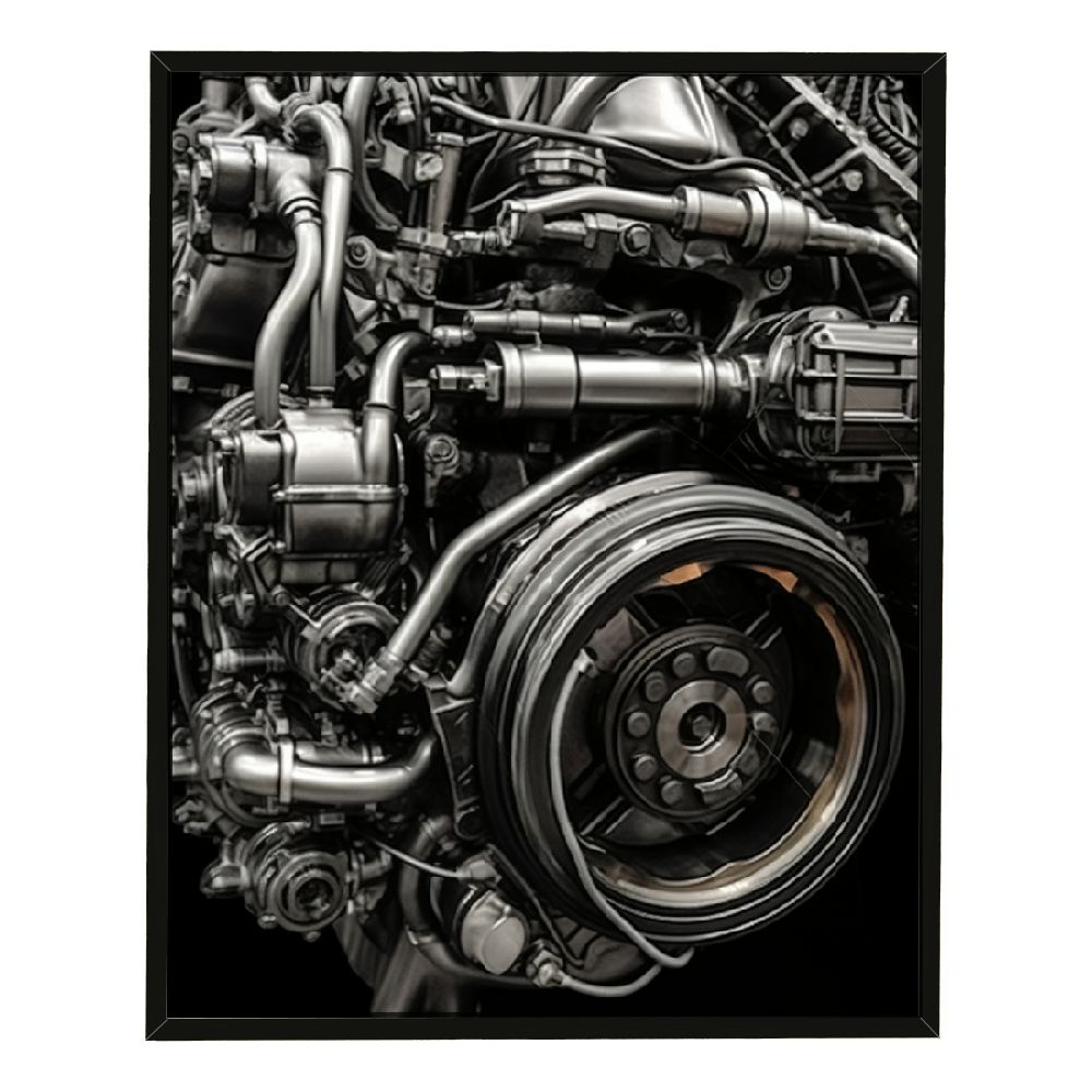 Nawypu Engine Wall Art Closeup Gear and Chain Black and White Picture ...