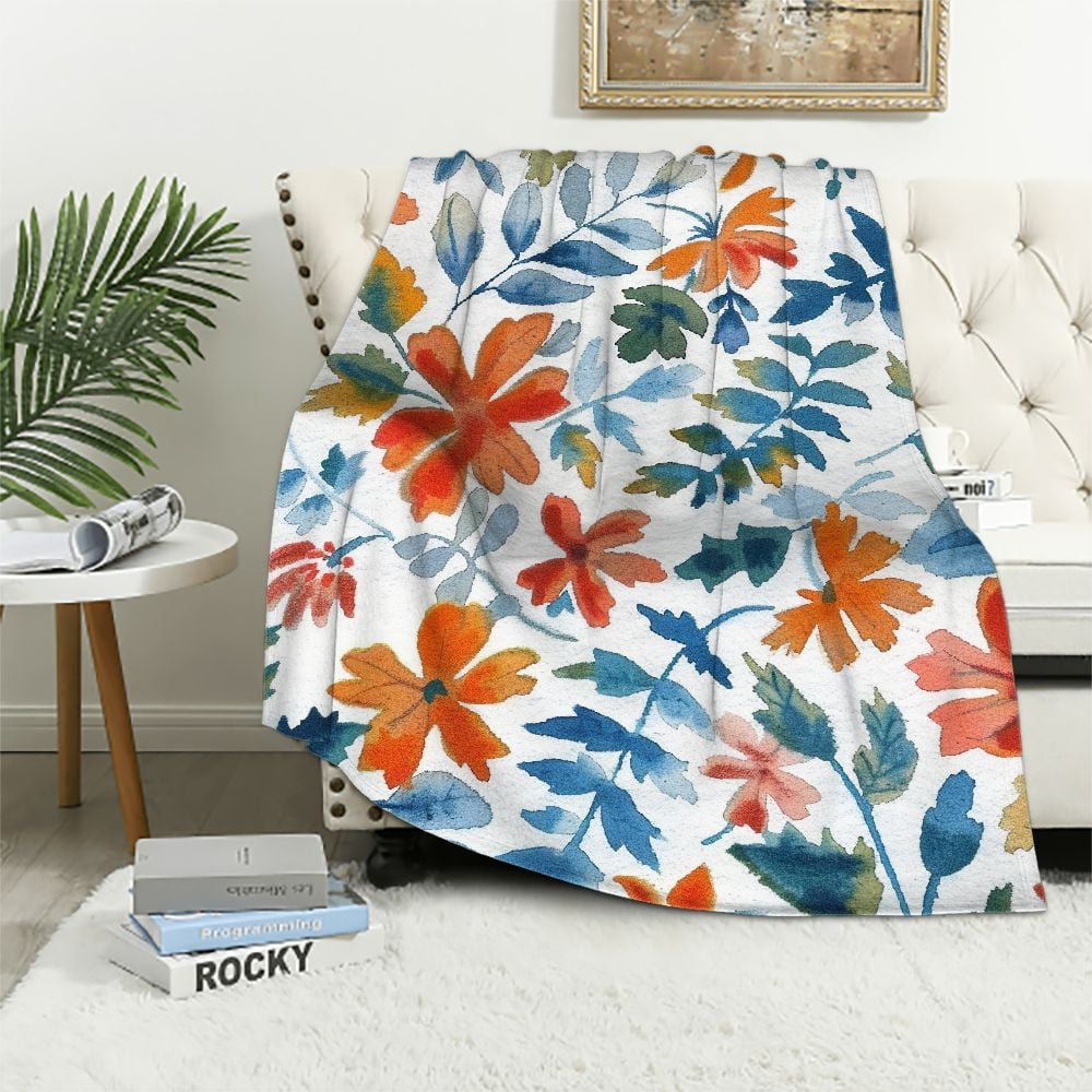 Nawypu Fall Decor Throw Blanket: Contemporary Autumn Leaf Print on Soft ...