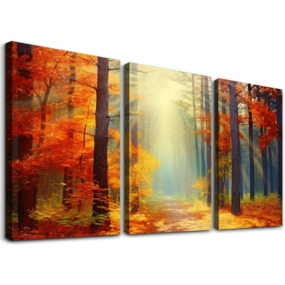 Nawypu Fall Forest Canvas Wall Art Autumn Tree Scenery Wall Decor for ...