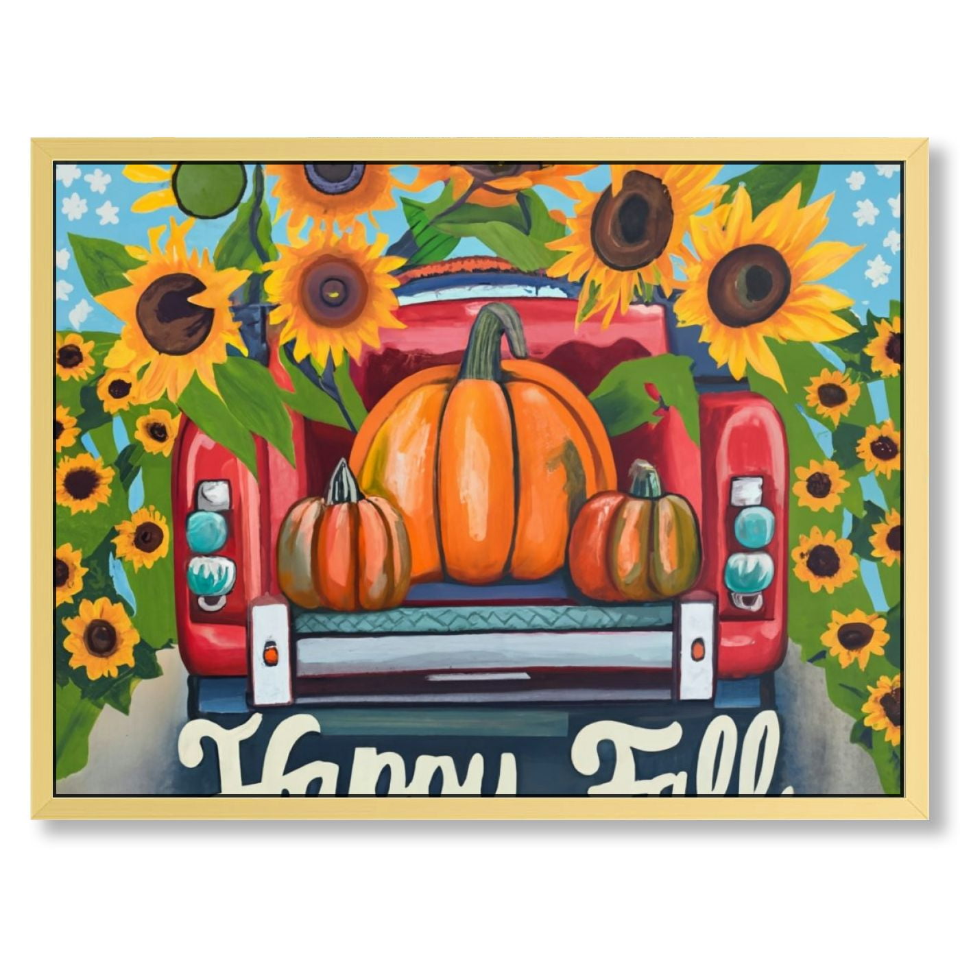 Nawypu Fall Wall Art Decor Autumn Pumpkin Canvas Poster Painting Happy ...