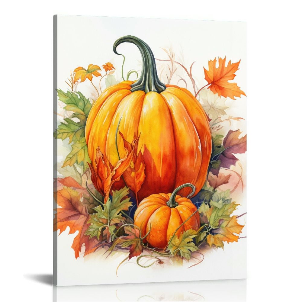 Nawypu Fall Wall Art Prints Pumpkin Autumn Leaves Paper Art Posters ...