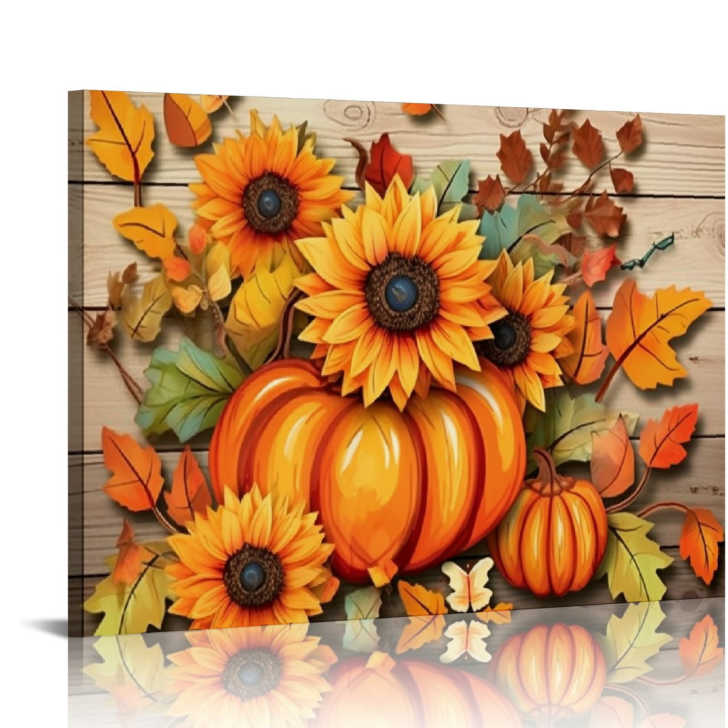 Nawypu Fall Wall Art Pumpkin Canvas Wall Art Sunflower Pumpkin Painting ...