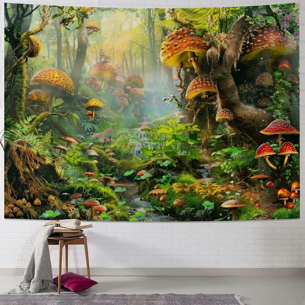 Nawypu Fantasy Forest Tapestry Magical Mushroom Tapestry Fairytale ...