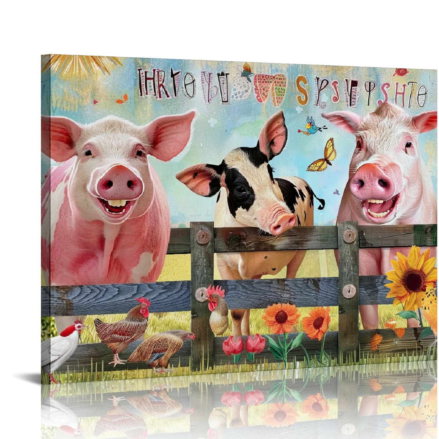 Nawypu Farm Animal Decor Wall Art Country Rooster Cow Pig Pictures ...