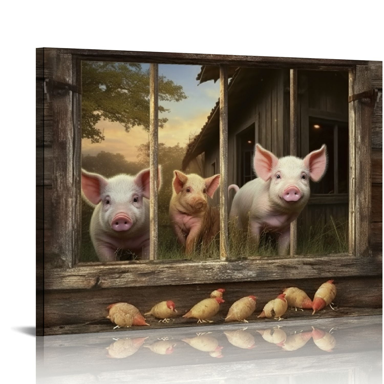 Nawypu Farm Pig Wall Art Window Simply Blessed Cute Pigs Pictures Wall ...