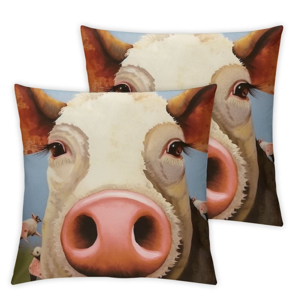 Nawypu Farm Throw Pillow Covers Animal Cute Angel Pig Pattern ...