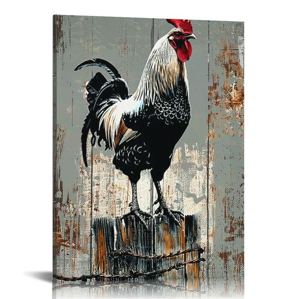 Nawypu Farmhouse Animal Wall Art Rooster Wall Art Chicken Pictures Farm ...