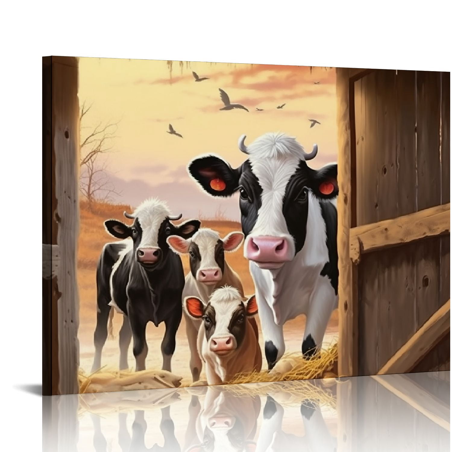 Nawypu Farmhouse Animals Cow in Fake Window Wall Art Farmhouse Animals ...
