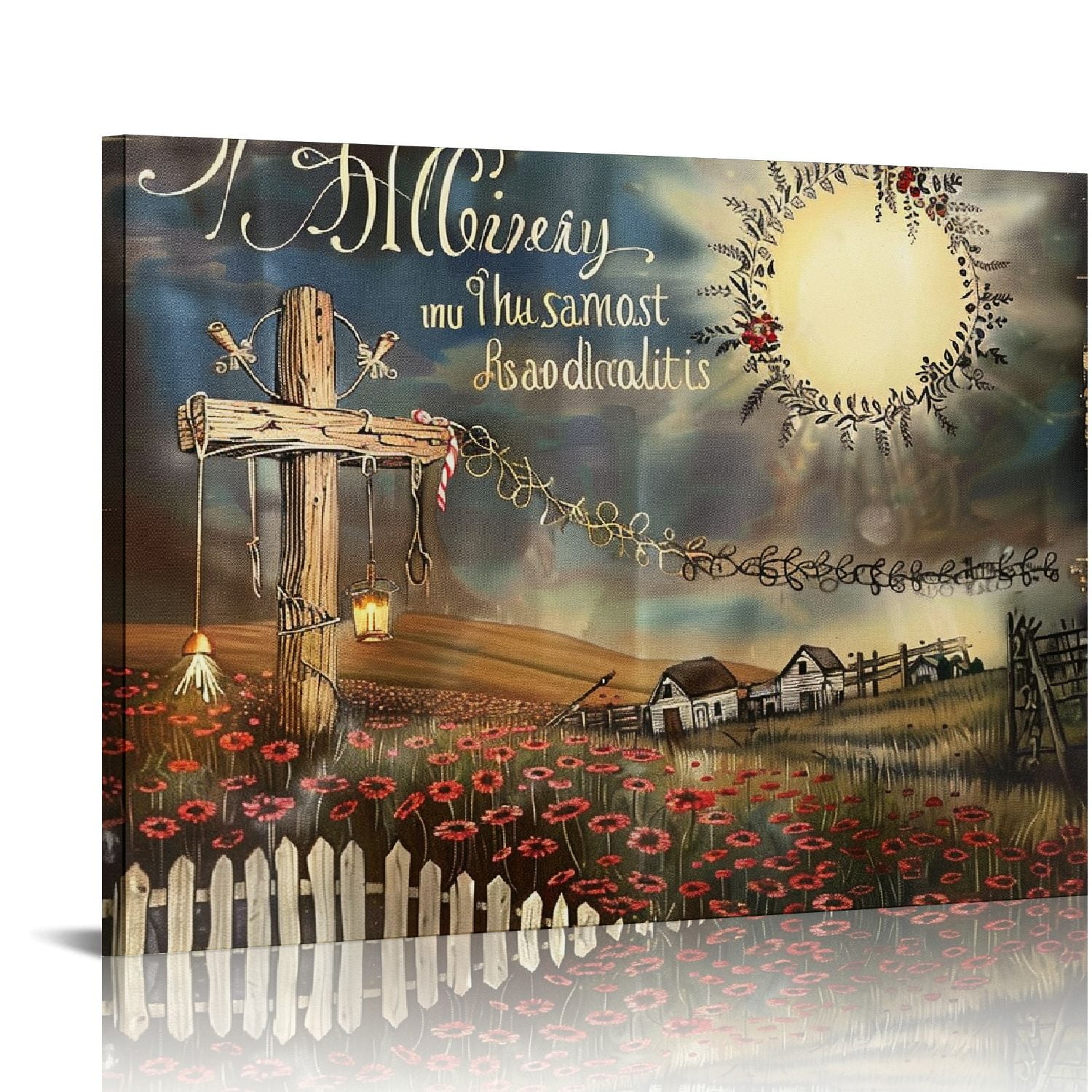 Nawypu Farmhouse Barn Wall Art - Rustic Barn Cross Picture Canvas Wall ...