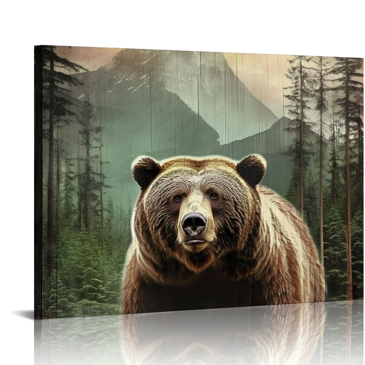 Nawypu Farmhouse Bear Cabin Wall Art Rustic Forest Bear Pictures Wall ...