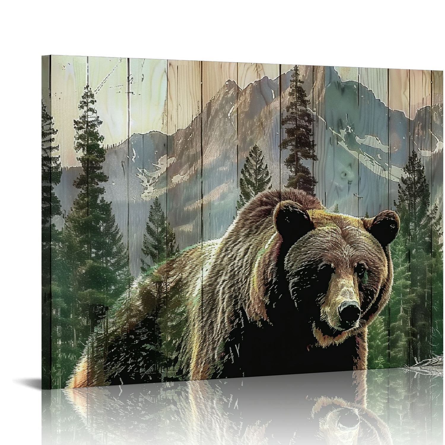 Nawypu Farmhouse Bear Cabin Wall Art Rustic Forest Bear Pictures Wall ...