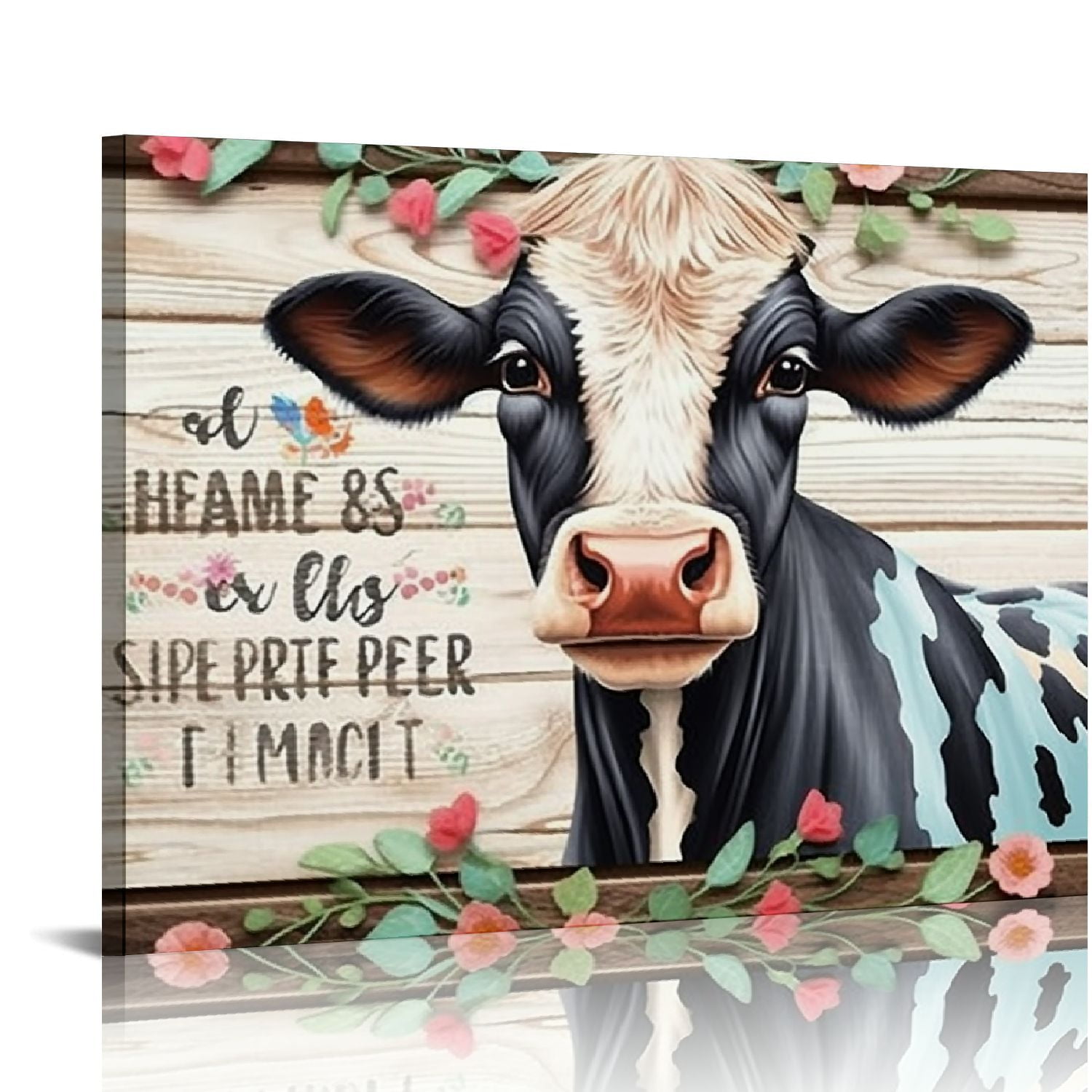 Nawypu Farmhouse Canvas Wall Art Rustic Cow Cattle Wall Decor ...