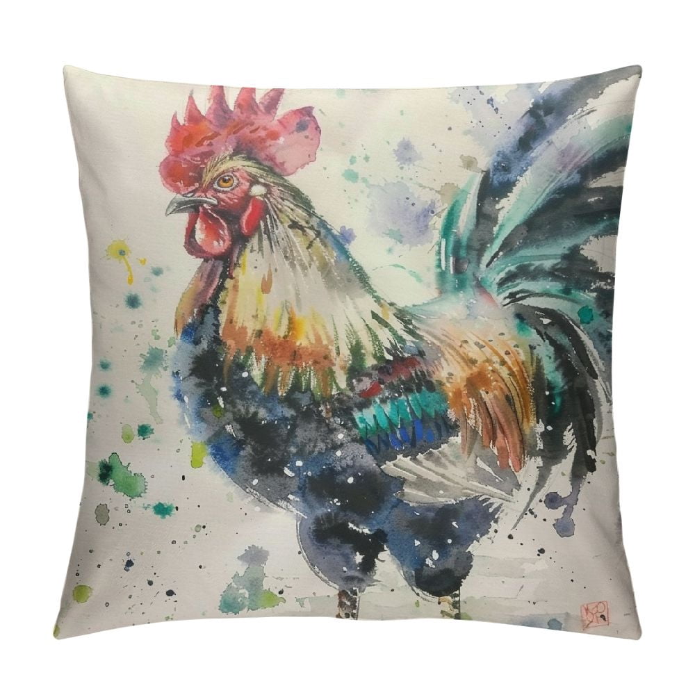 Awypu Farmhouse Chicken Decorative Throw Pillow Covers Rooster Pillows ...