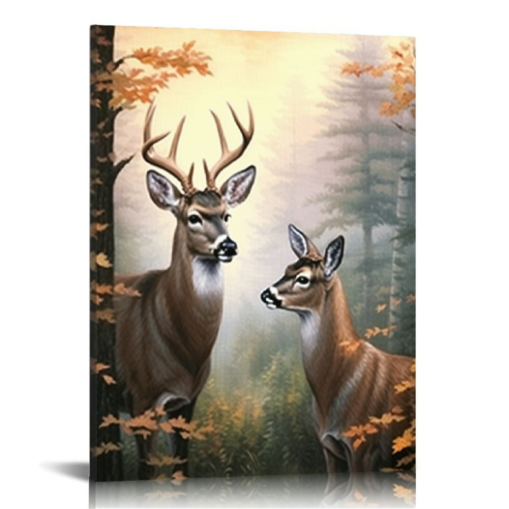 Nawypu Farmhouse Deer Wall Art Rustic Wildlife Elk Wall Decor Country ...