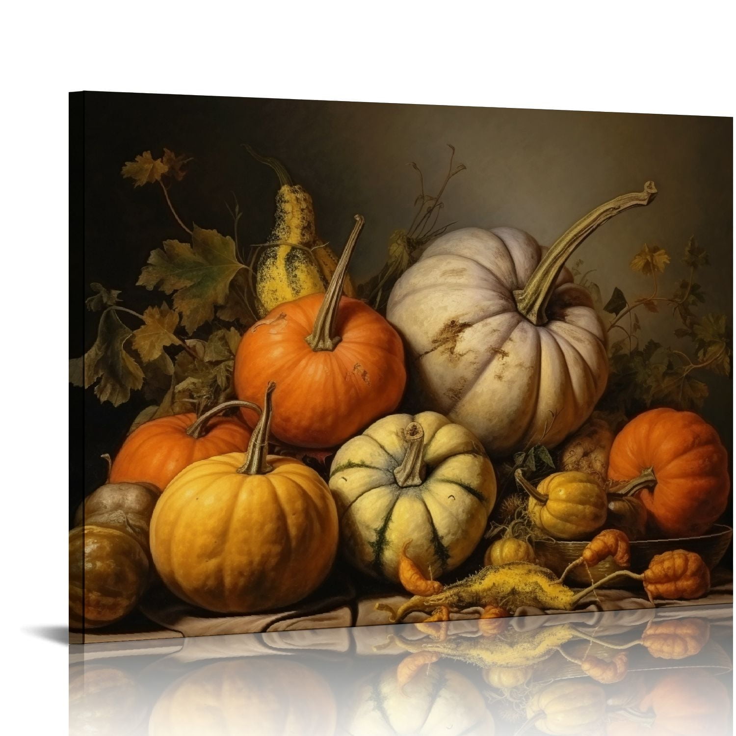 Nawypu Farmhouse Fall Wall Art Pumpkin Still Life Painting Vintage ...