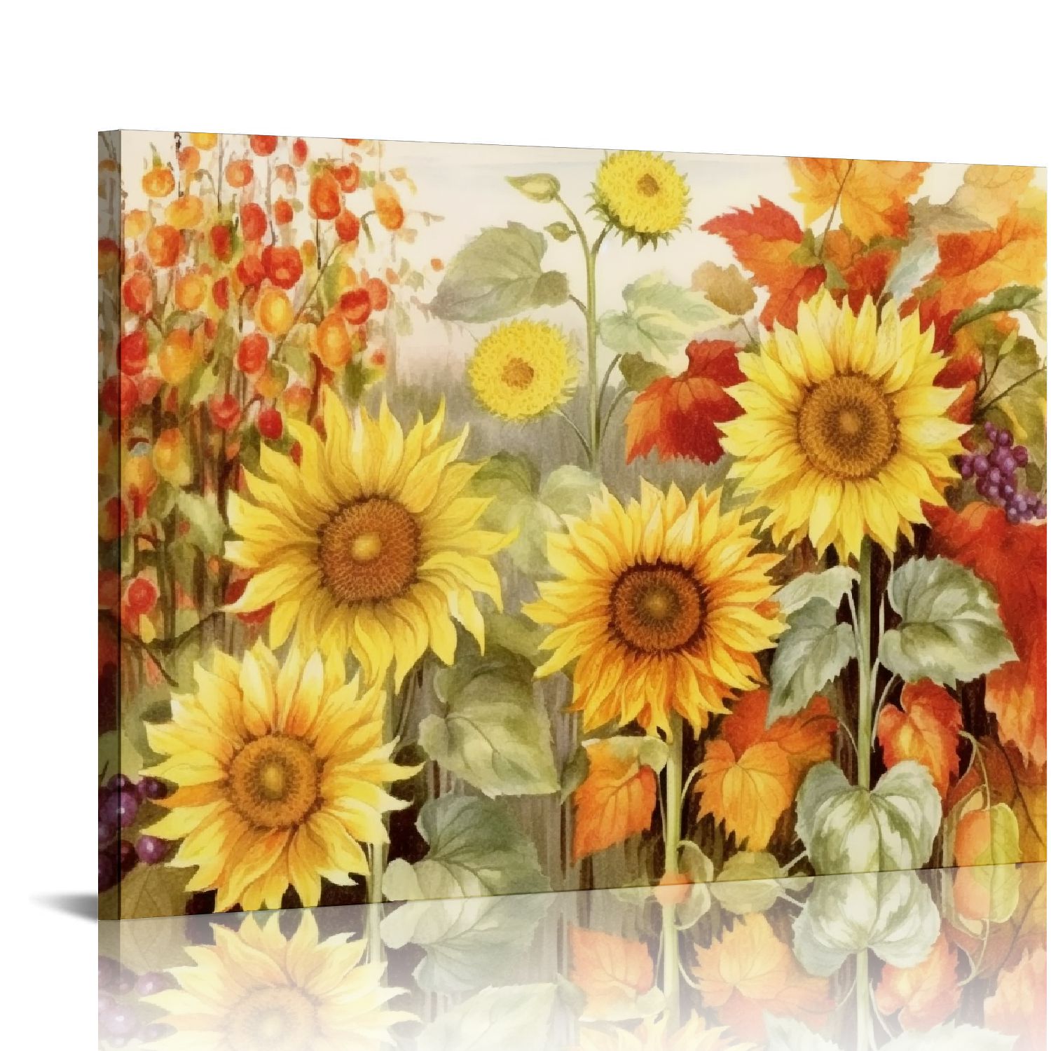 Nawypu Farmhouse Flowers Canvas Wall Art Sunflower Wall Pictures Autumn ...