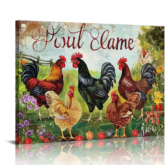 Nawypu Farmhouse Hen Decoration Wall Art Chicken Kitchen Wall Decor ...