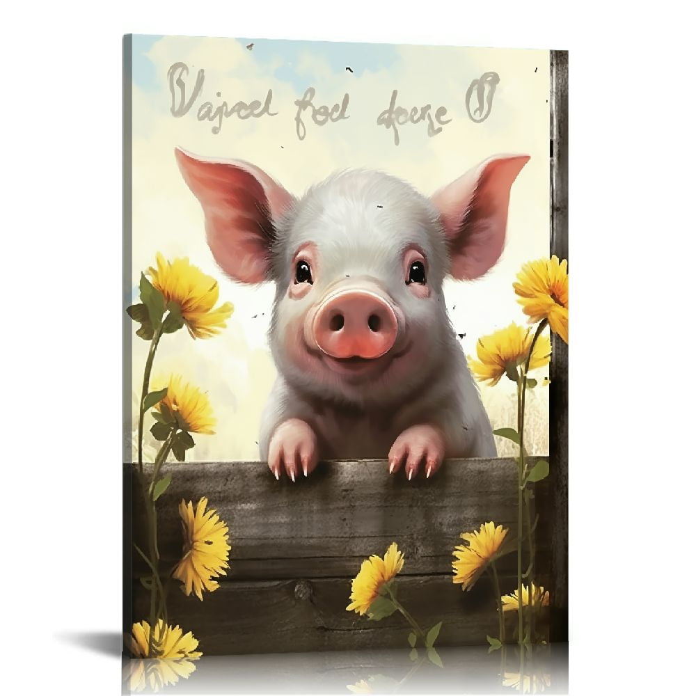 Nawypu Farmhouse Pig Bathroom Wall Art Funny Pig Bathroom Pictures Wall ...