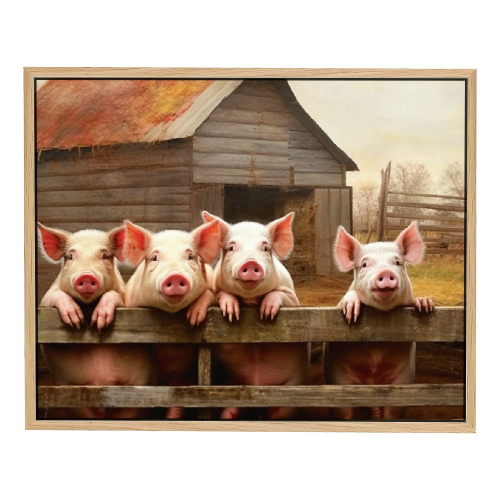 Nawypu Farmhouse Pig Wall Art Cute Pigs Old Barn Truck Pictures Wall ...